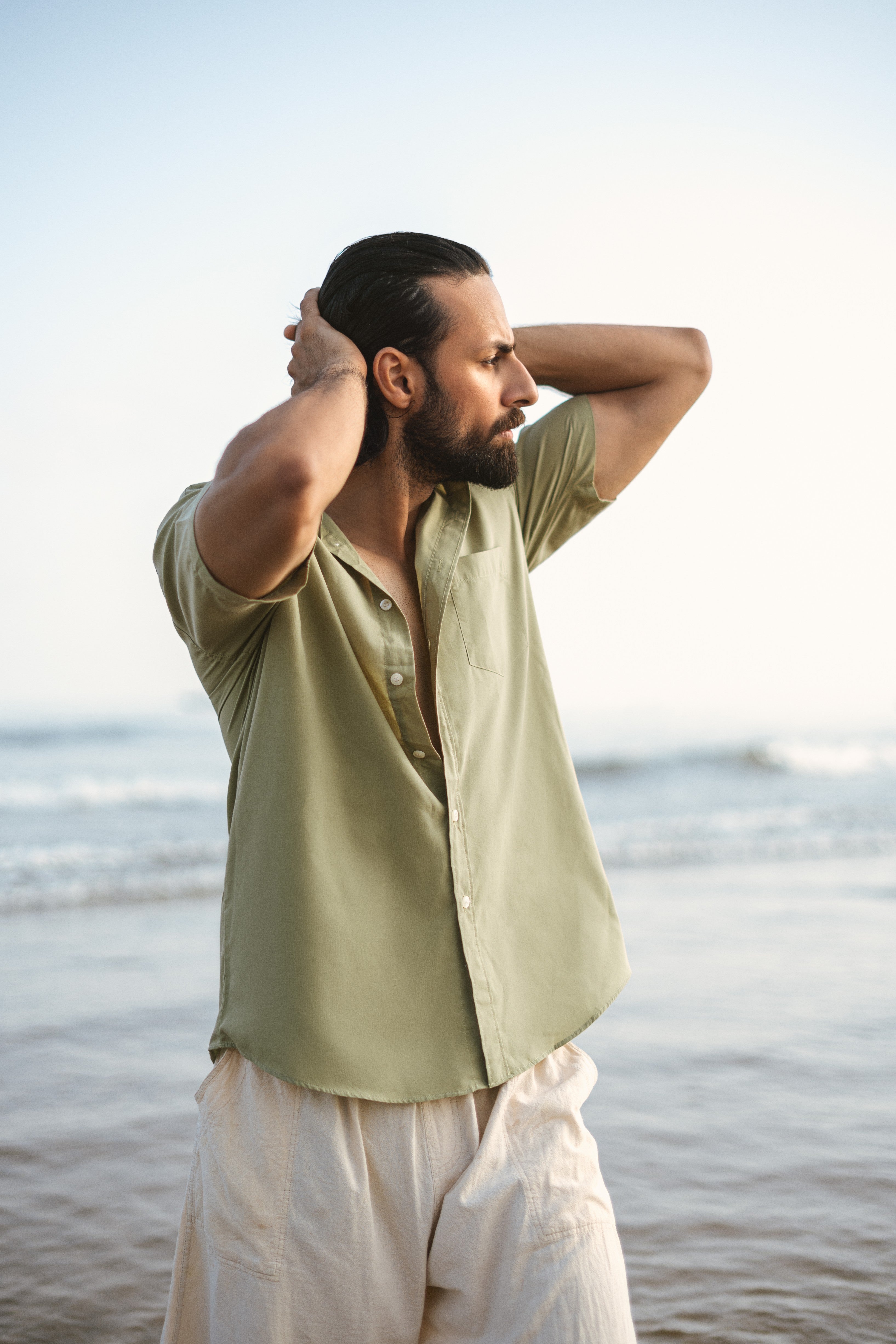 Sea Sage Button Down Half Sleeve – AMOR